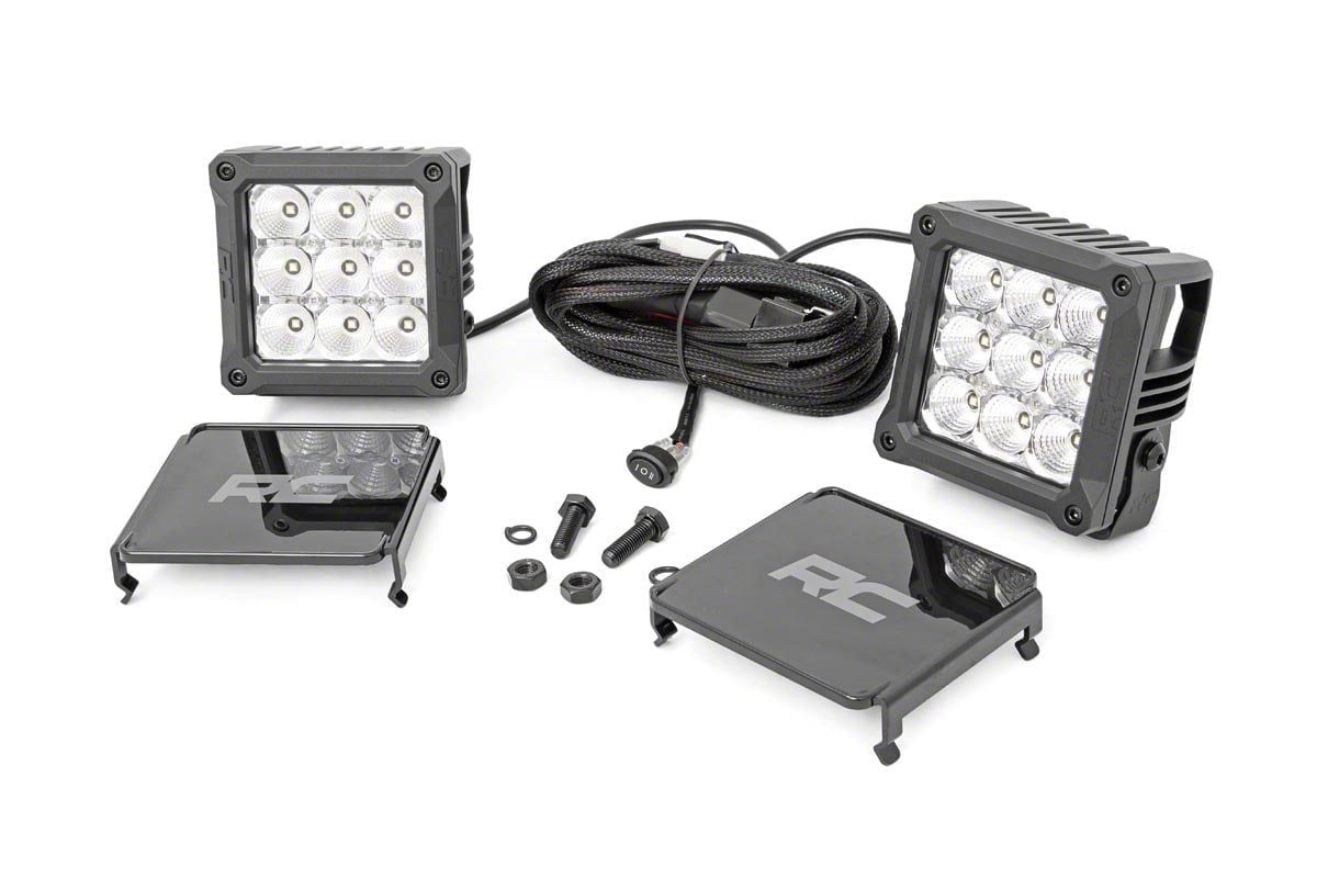 Rough Country Tacoma 4-Inch Chrome Series White DRL LED Cube Lights ...