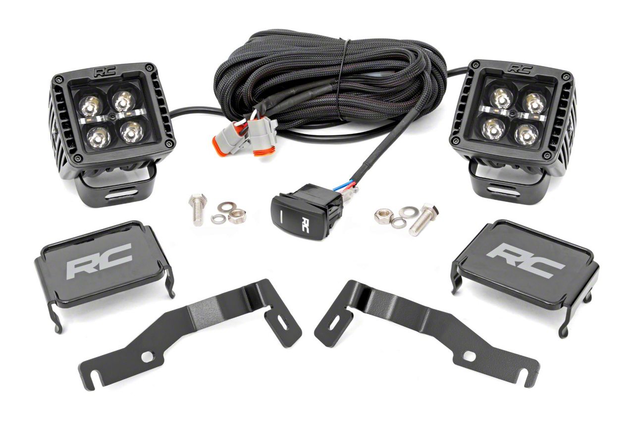 Rough Country Suspension Tacoma Black Series White DRL LED Ditch Light ...
