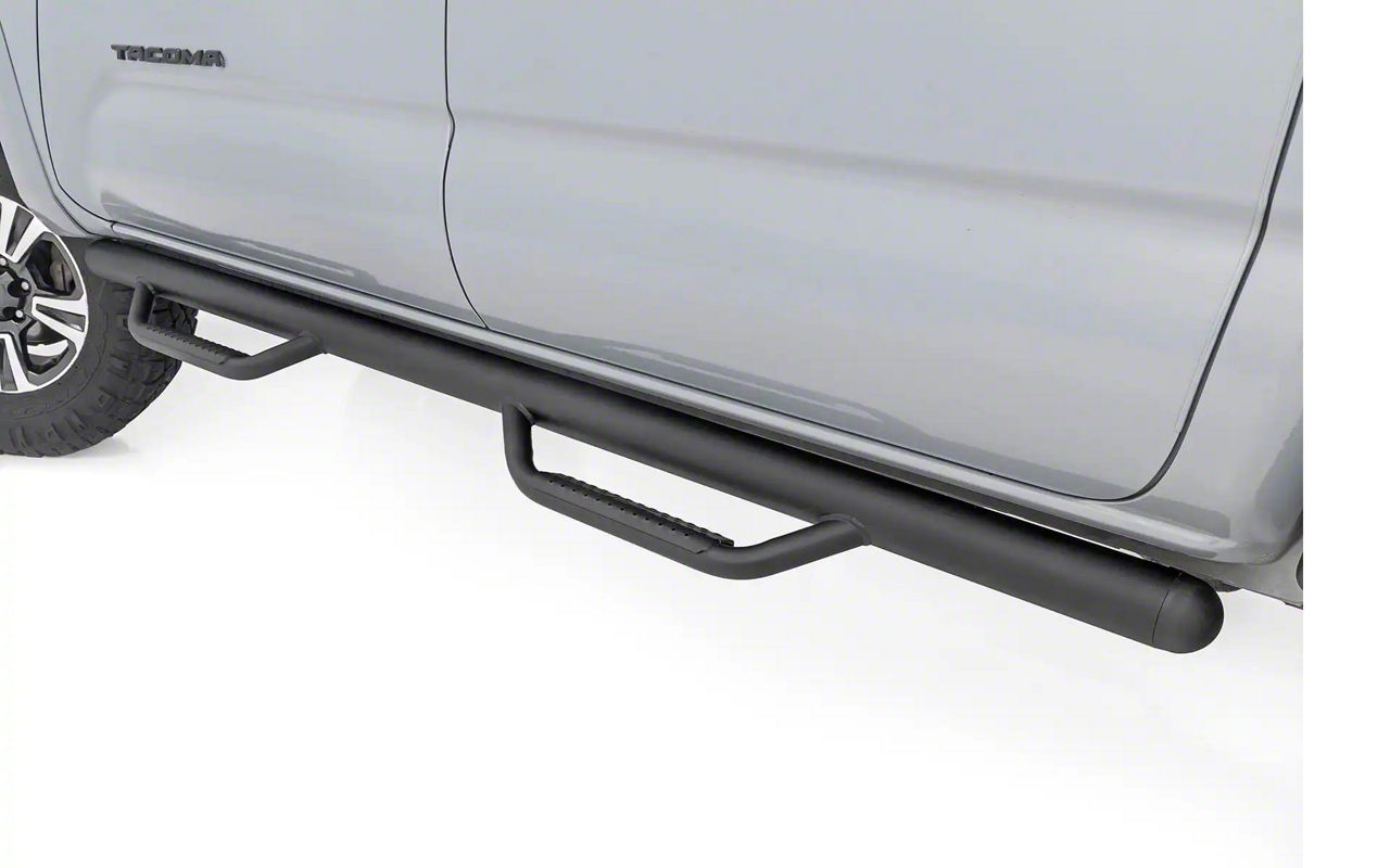 Rough Country Tacoma Cab Length Nerf Side Step Bars; Black RCT0580CCA ...