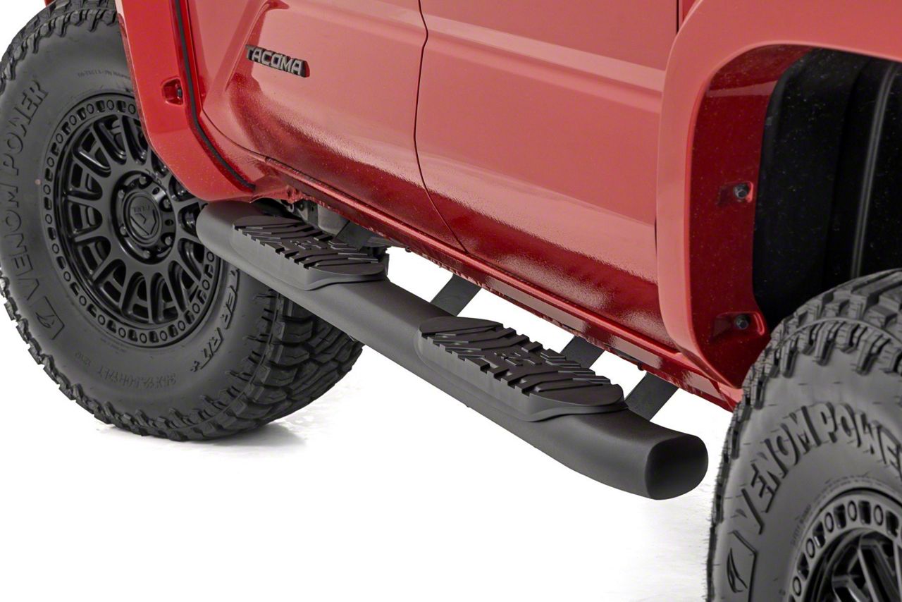 Rough Country Tacoma Oval Nerf Side Step Bars; Black 21017 (24-26 ...