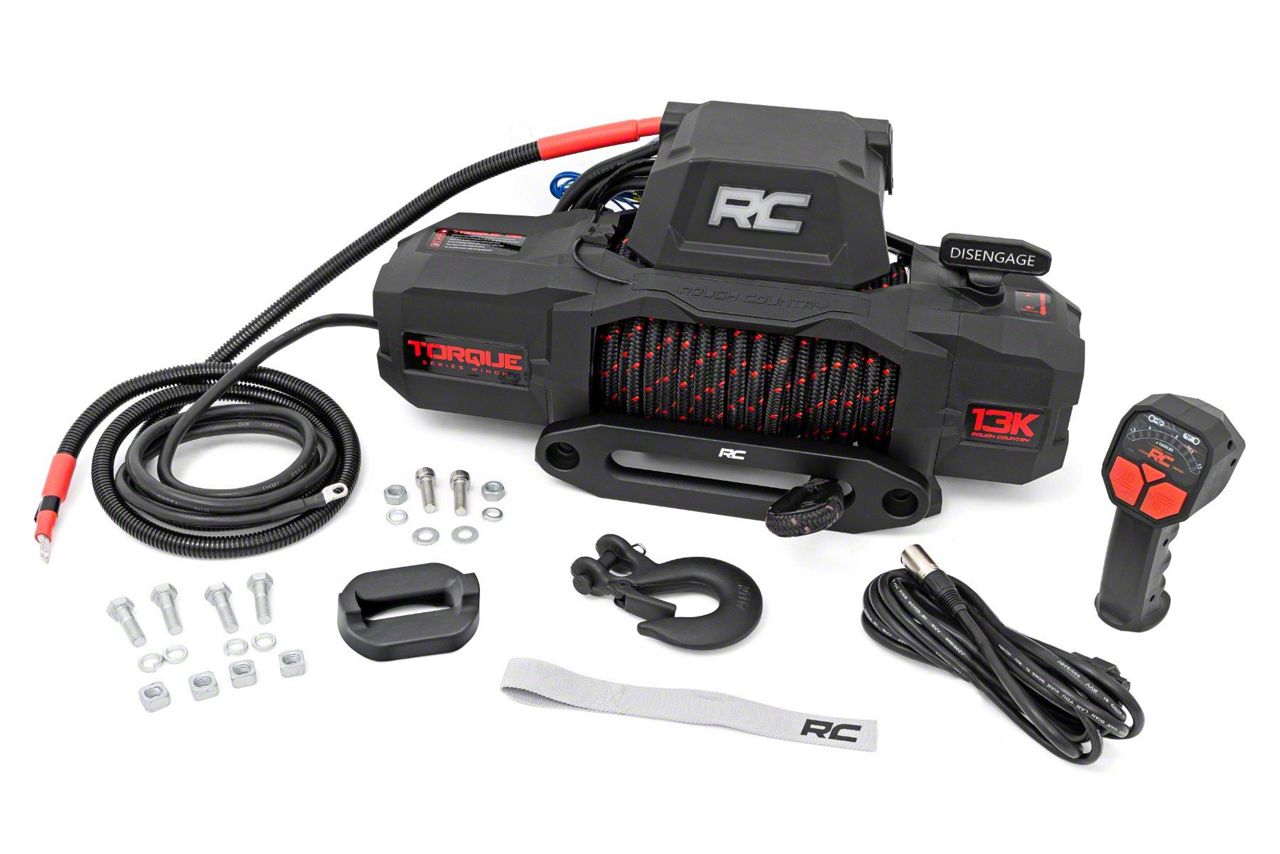 Rough Country Tacoma Torque Series 13,000 lb. Winch with Synthetic Rope ...
