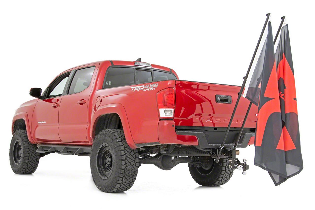 Rough Country Tundra Universal Hitch Dual Flag Pole Holder with Rough ...
