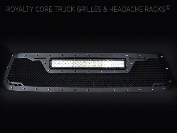 Royalty Core Tacoma RCRX LED Race Line Upper Grille Insert with Top Mount LED Light Bar; Satin ...