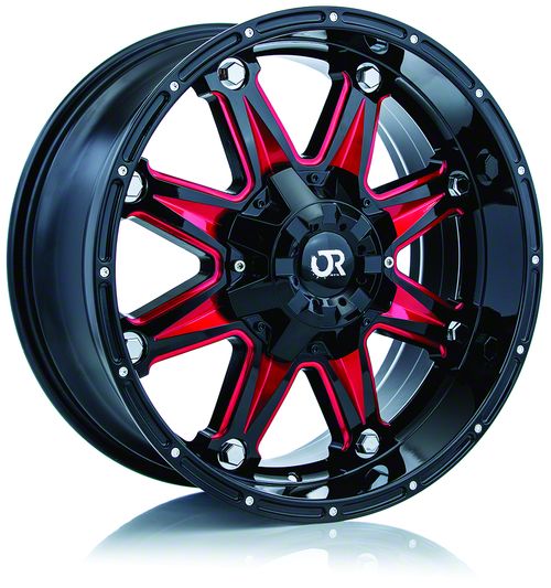 RTX Offroad Wheels Titan Spine Black with Milled Red Spokes 6-Lug Wheel ...