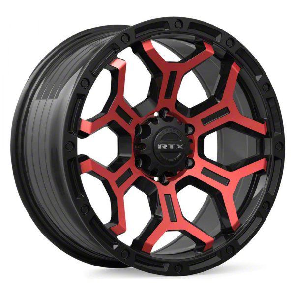 RTX Offroad Wheels Titan Goliath Gloss Black Machined Red Spokes 6-Lug ...