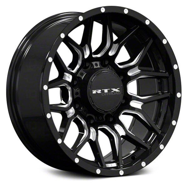RTX Offroad Wheels Tundra Claw Gloss Black Milled with Rivets 6-Lug ...