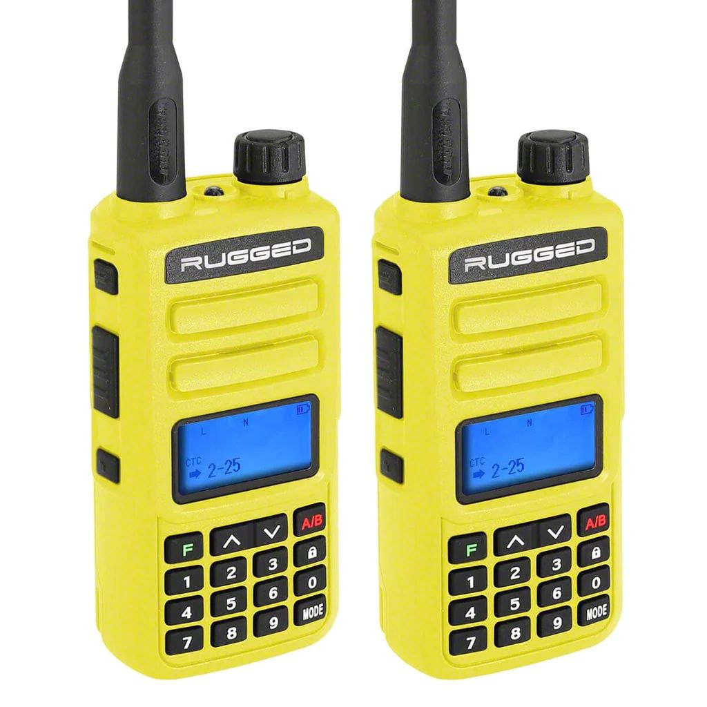 Rugged Radios Jeep Wrangler GMR2 GMRS and FRS Two Way Handheld Radios; High Visibility Safety ...