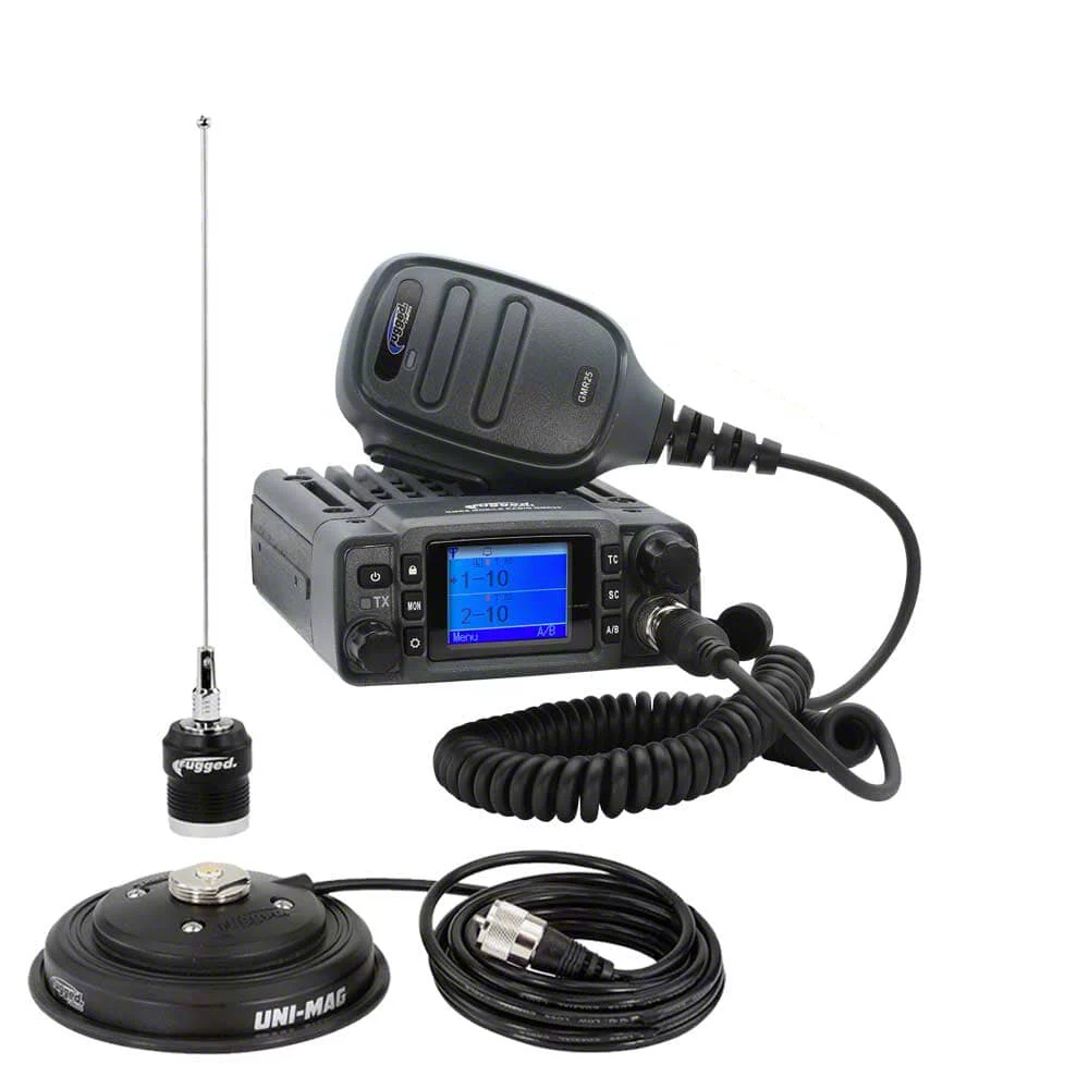 Rugged Radios Jeep Wrangler GMR25 Waterproof GMRS Mobile Radio Kit and External Speaker; 25-Watt ...