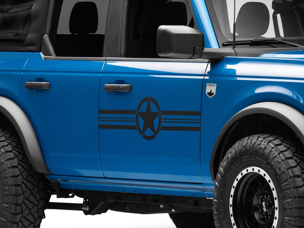 SEC10 Bronco Large Stars and Stripes Accent Decal; Matte Black JG3430 ...