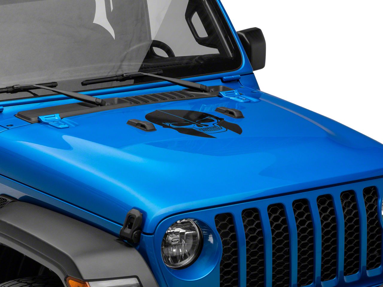 SEC10 Jeep Gladiator Filled Skull Helmet Hood Decal; Gloss Black ...