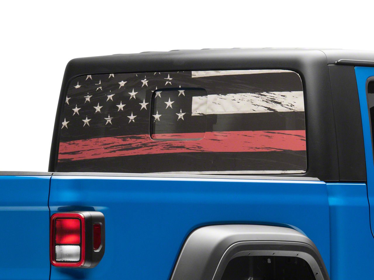 SEC10 Jeep Gladiator Perforated Real Flag Rear Window Decal; Red Line ...