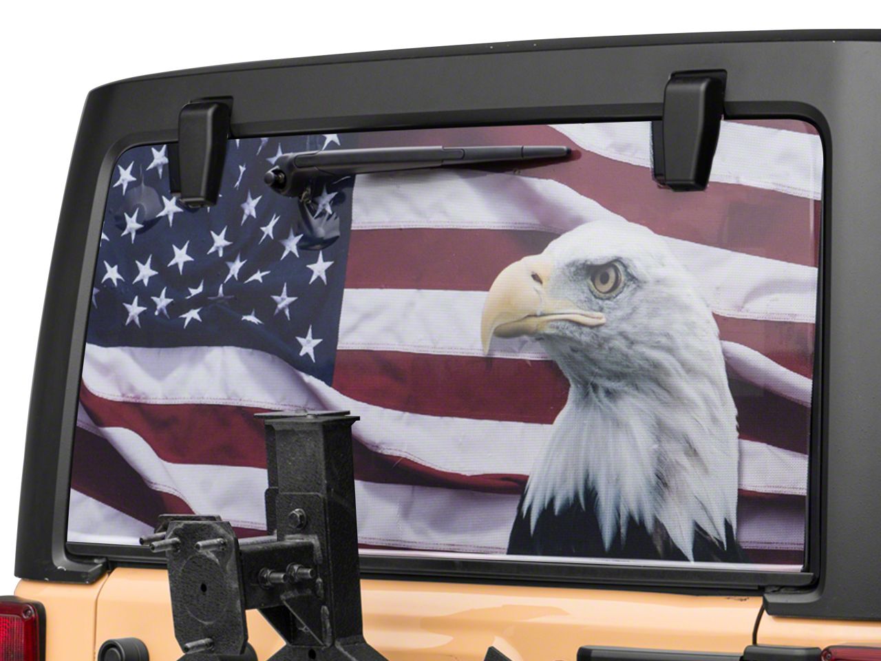 SEC10 Jeep Renegade Perforated Flag and Eagle Rear Window Decal JR3343 (15-23 Jeep Renegade BU ...