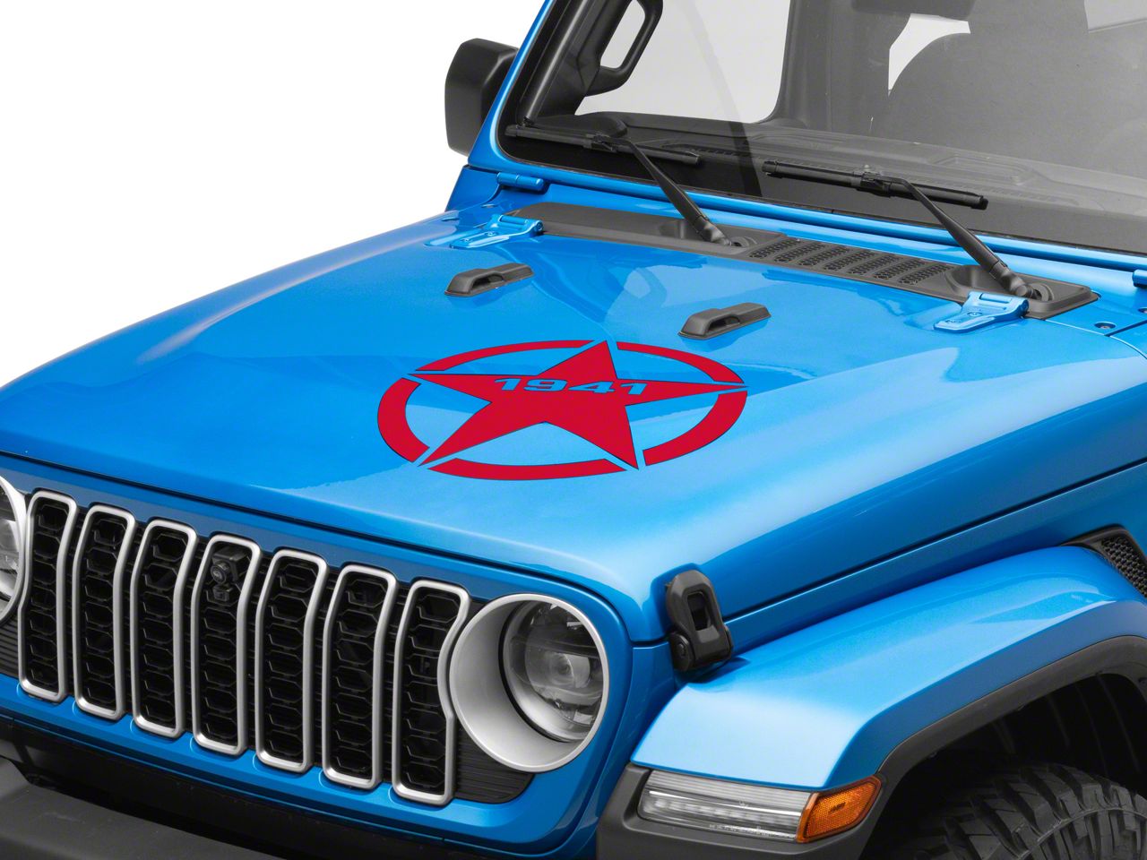 SEC10 Jeep Wrangler 1941 Hood Star Decal; Red J192065 (Universal; Some ...