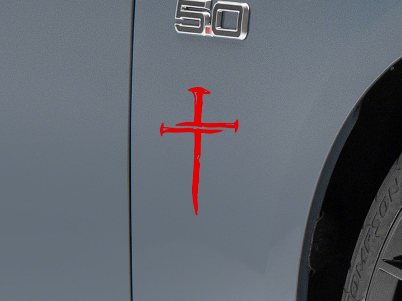 SEC10 Jeep Wrangler Cross of Nails Decal; Red 471682 (Universal; Some ...