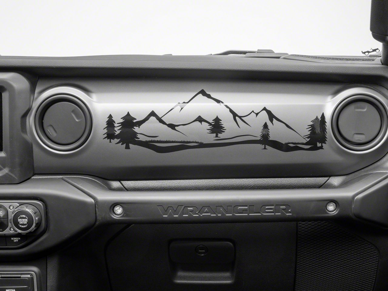SEC10 Jeep Wrangler Dash Scene Mountain Decal; Gloss Black J194103 (18 ...