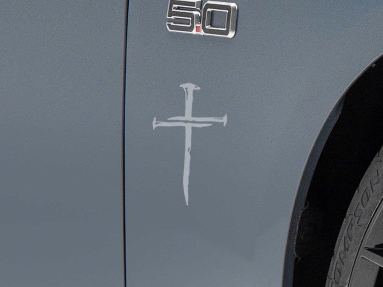 SEC10 Jeep Wrangler Cross of Nails Decal; Silver 471690 (Universal ...