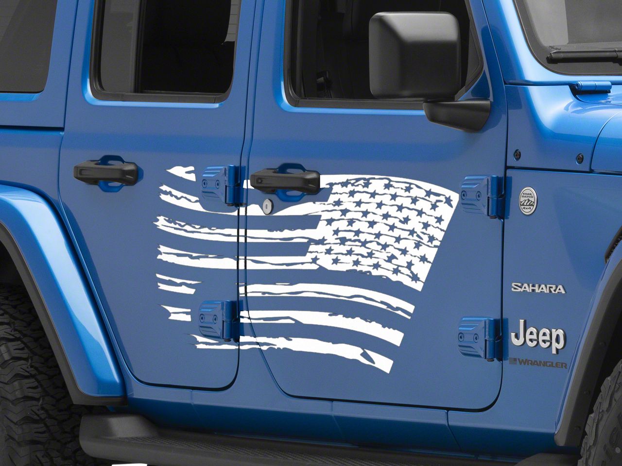 SEC10 Jeep Wrangler Side Flag Decal; White J210171 (07-26 Jeep Wrangler ...