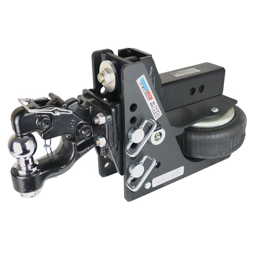 Shocker Hitch Jeep Gladiator Max Black HD 20K Air Hitch Pintle and Ball Combo for 2-Inch ...
