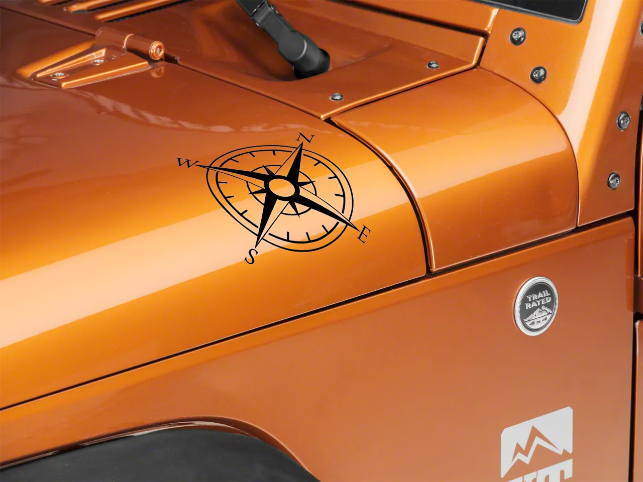 SEC10 Jeep Wrangler Small Compass Decal Set; Gloss Black J108109 (66-26 ...