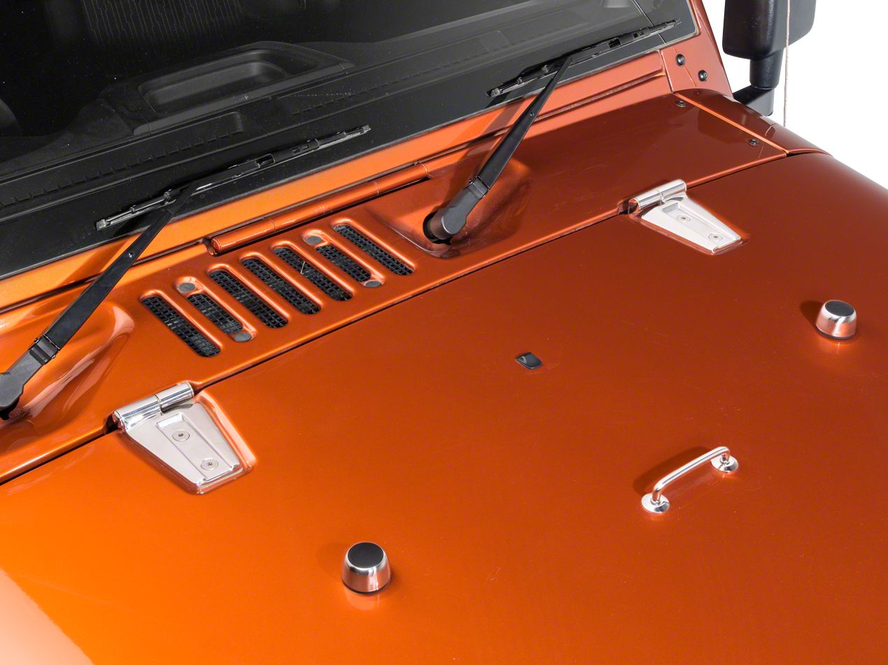 Smittybilt Jeep Wrangler Complete Hood Kit - Stainless Steel 7480 (07 ...