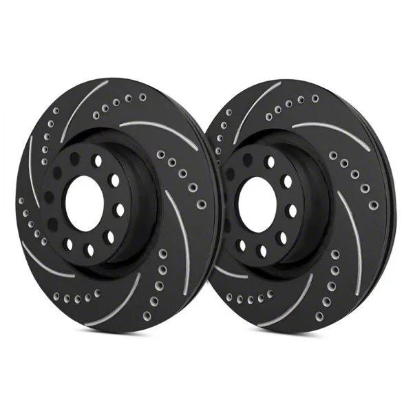 SP Performance Bronco Cross-Drilled and Slotted 6-Lug Rotors with Black ...