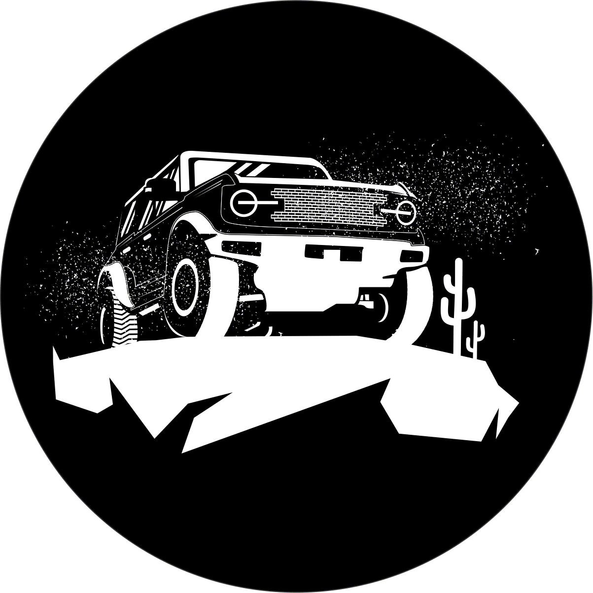 Bronco Bronco on the Cliff Spare Tire Cover; Black (21-25 Bronco ...