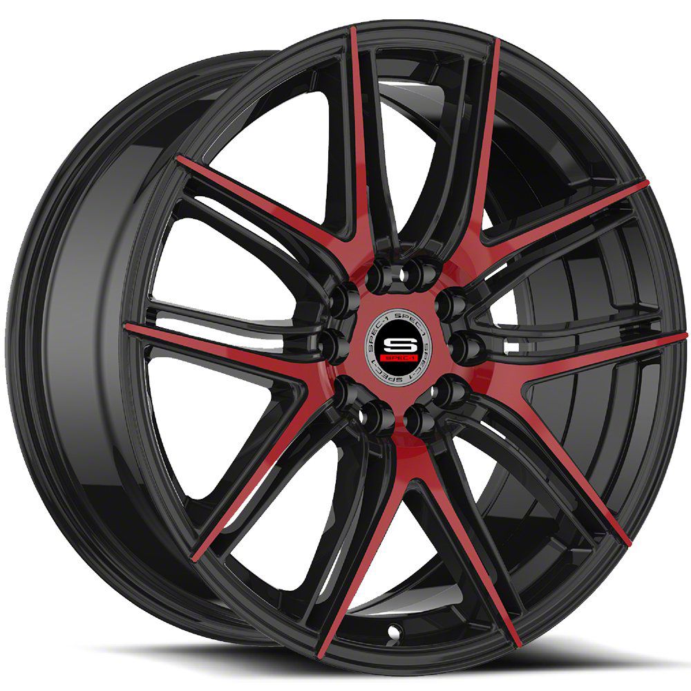 Spec-1 Bronco Sport SP-56 Gloss Black and Red Machined 5-Lug Wheel ...