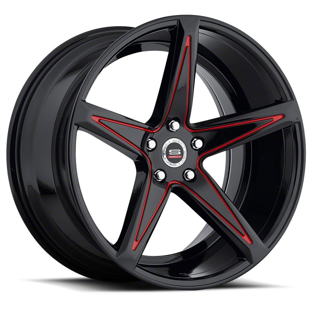 Spec-1 Jeep Grand Cherokee SPM-78 Gloss Black and Red Machined Wheel ...