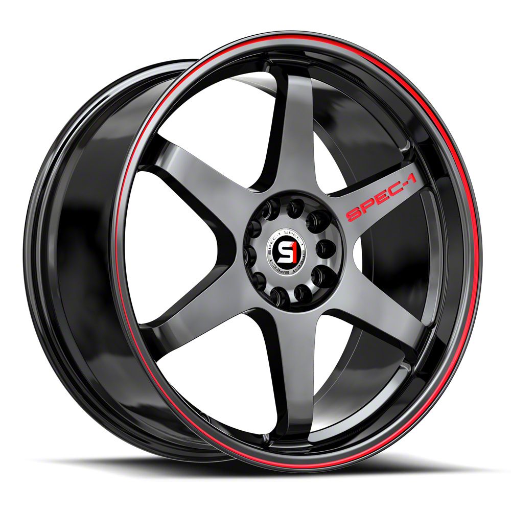Spec-1 Jeep Grand Cherokee SPT-33 Gloss Black and Red Line Wheel; 18x8 ...