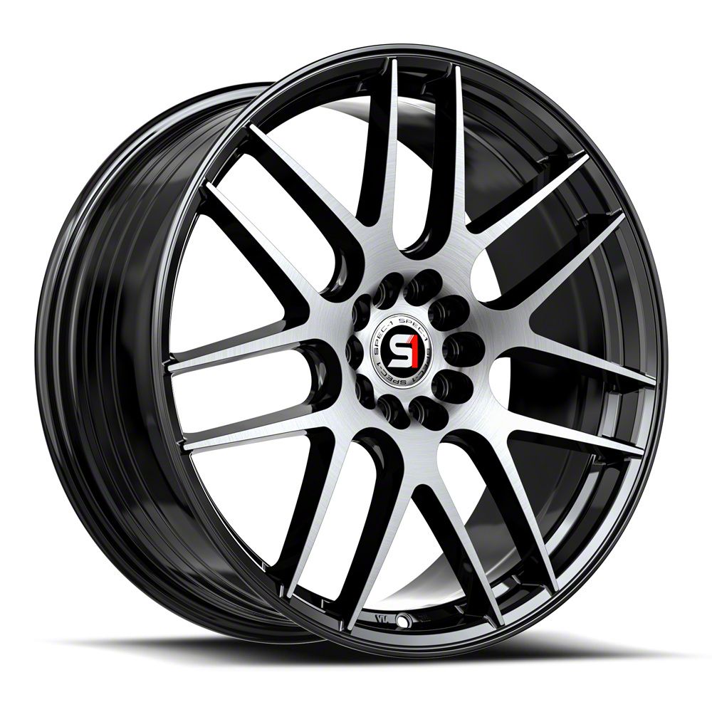 Spec-1 Jeep Wrangler SP-65 Gloss Black and Machined Wheel; 20x8.5; 38mm ...