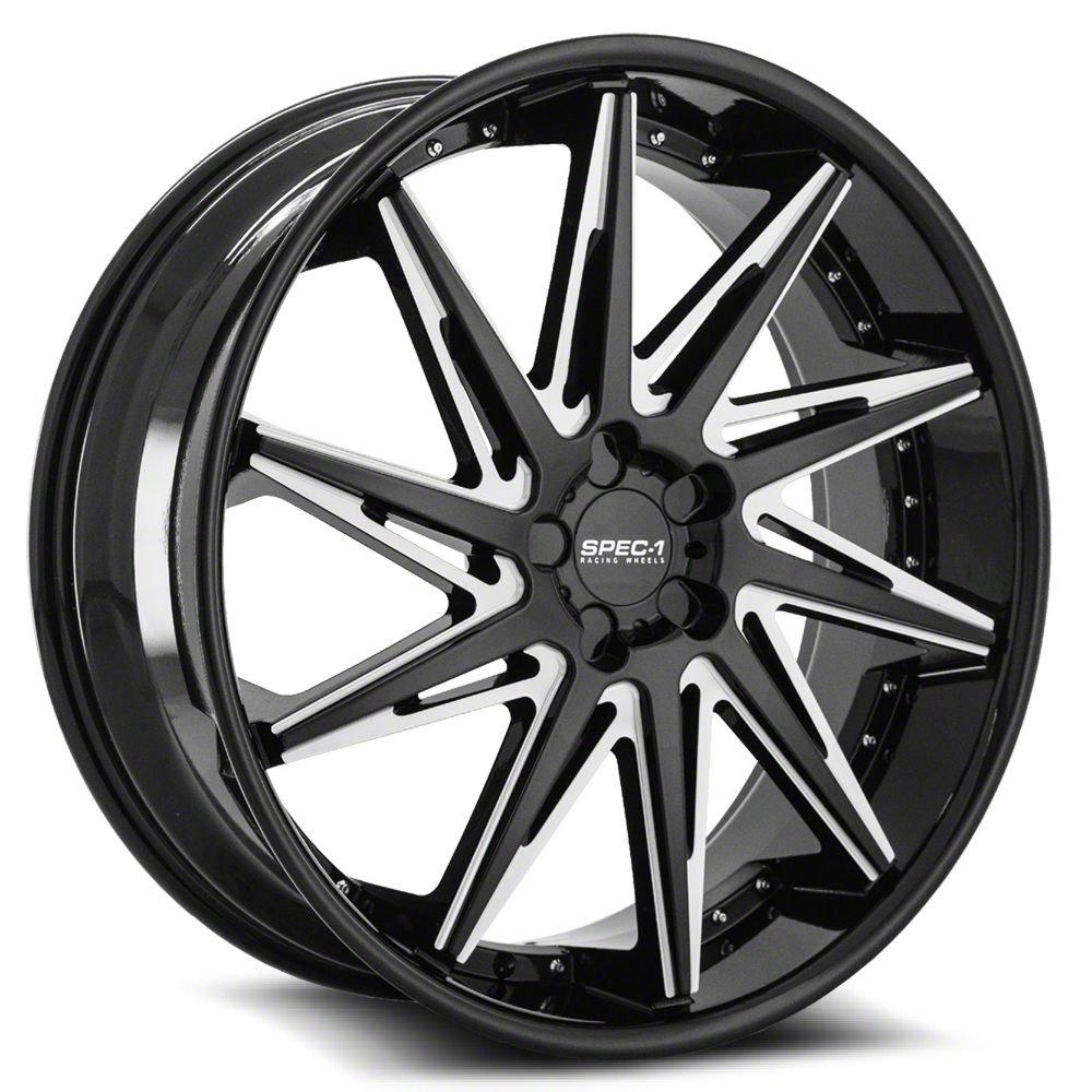 Spec-1 Jeep Wrangler SPL-005 Gloss Black and Milled Wheel; 24x9; 35mm ...