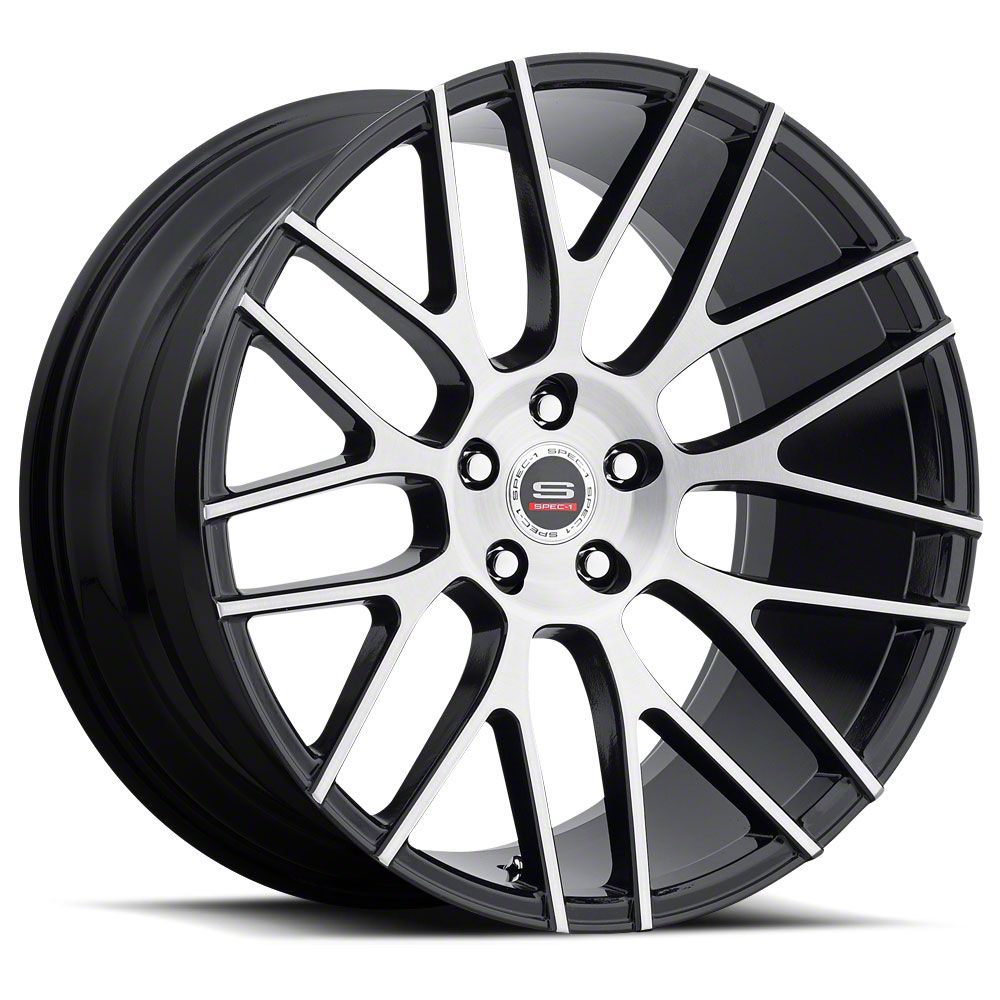 Spec-1 Tacoma SPL-001 Gloss Black and Brushed 5-Lug Wheel; 22x9; 38mm ...