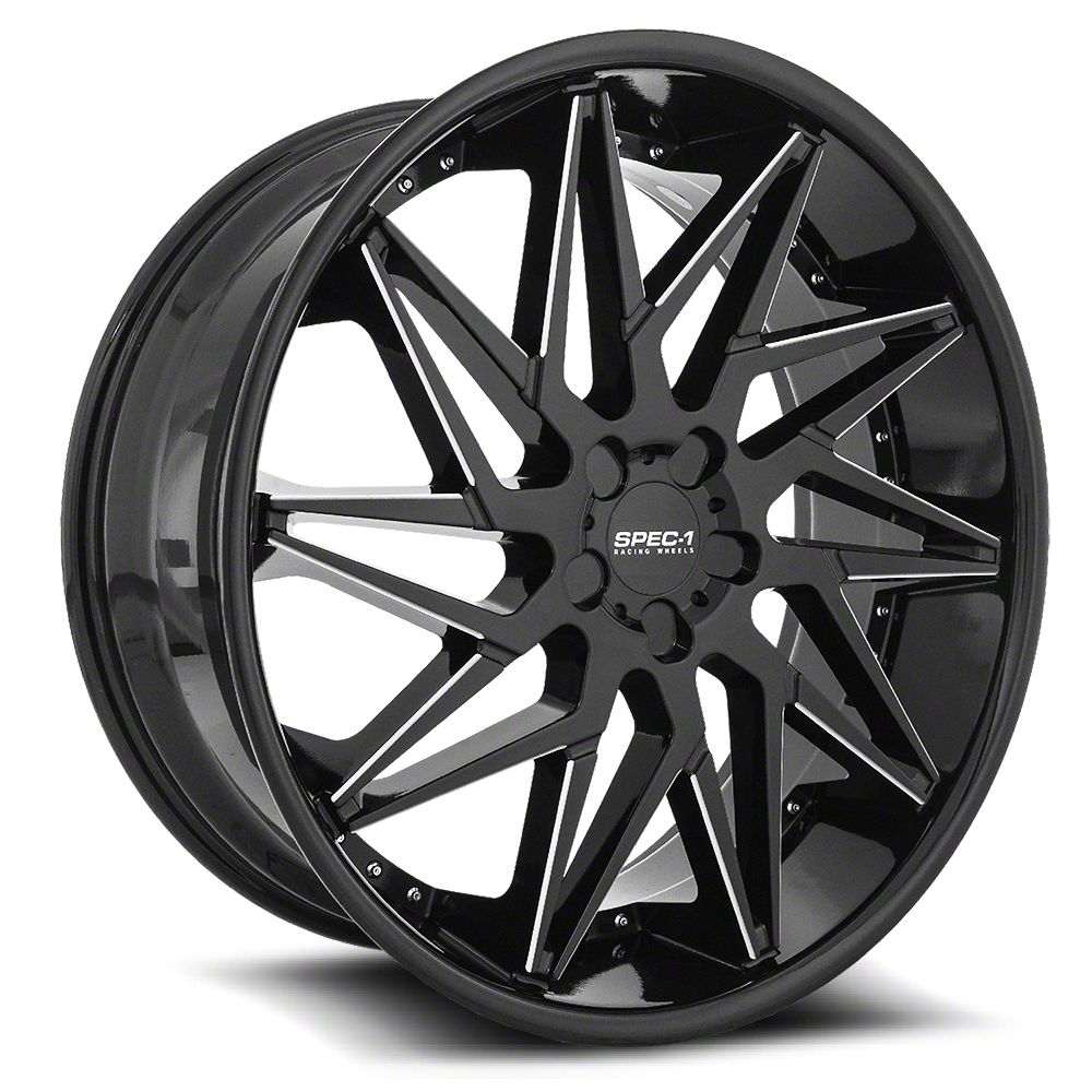 Spec-1 Tacoma SPL-003 Gloss Black and Milled 5-Lug Wheel; 24x9; 35mm ...