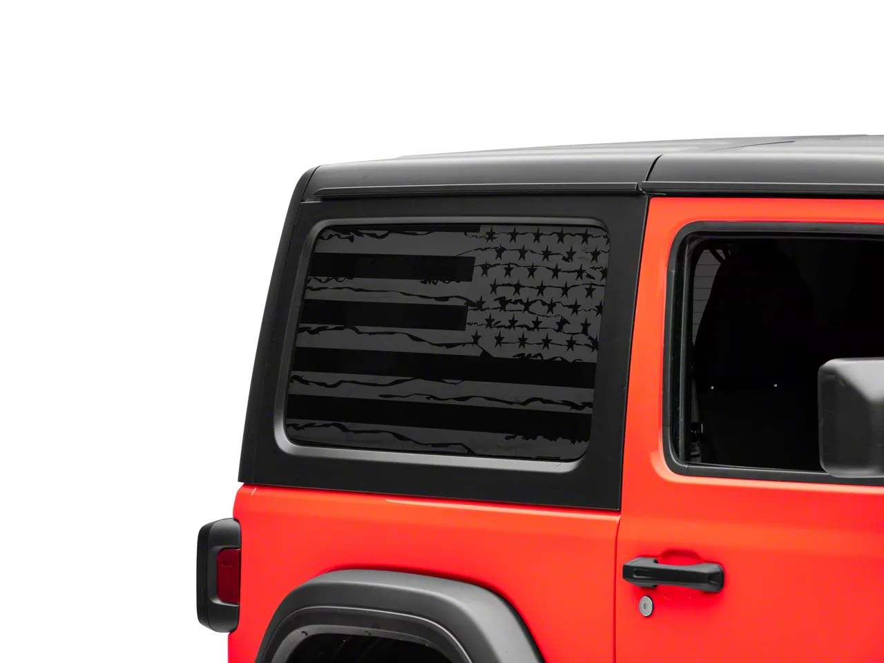 SEC10 Jeep Wrangler Distressed Flag Hard Top Window Decal; Matte Black ...