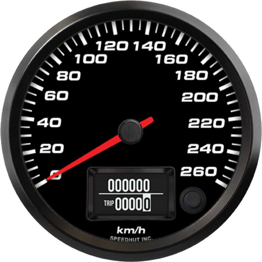 Speedhut Universal XT EV Series AEM 4-Inch Speedometer Gauge; 260 KM/H ...