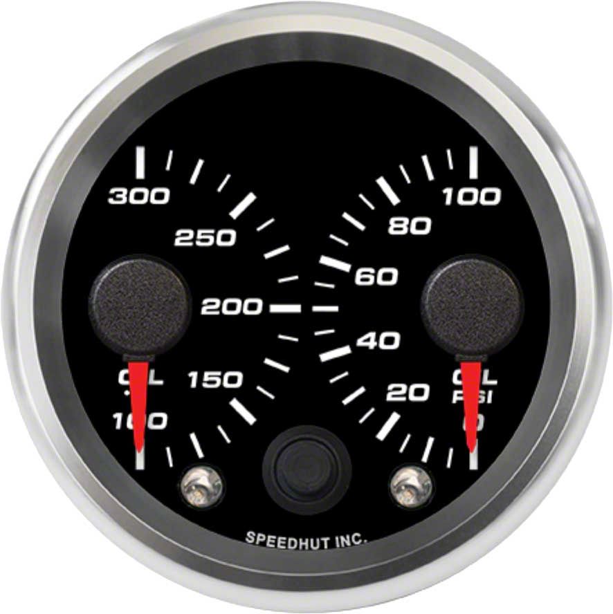 Speedhut Universal XT Revolution Series 2-5/8-Inch Dual Gauge; Oil ...