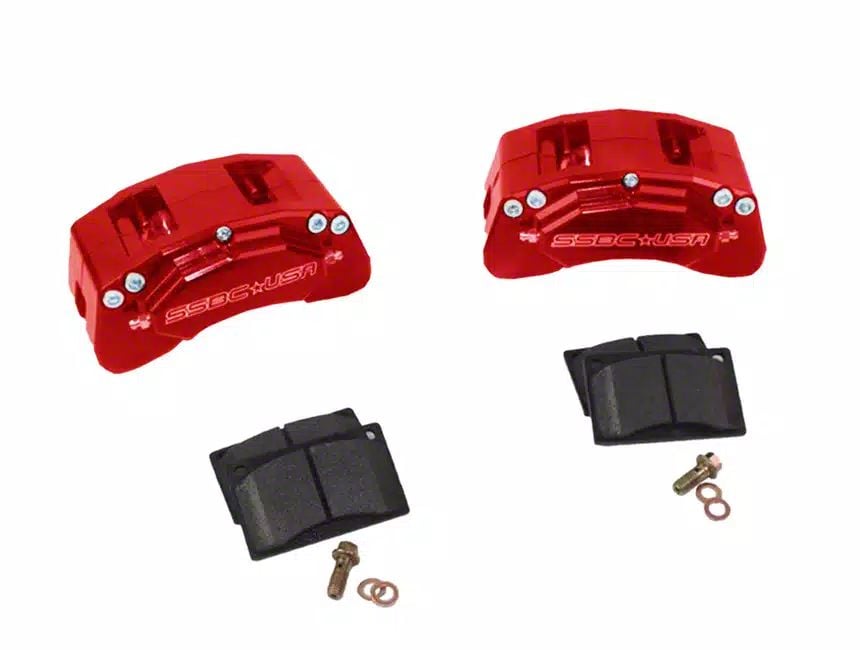 SSBC-USA Jeep Wrangler M4-Moab Rear 4-Piston Caliper and Performance Brake Pad Upgrade Kit; Red ...