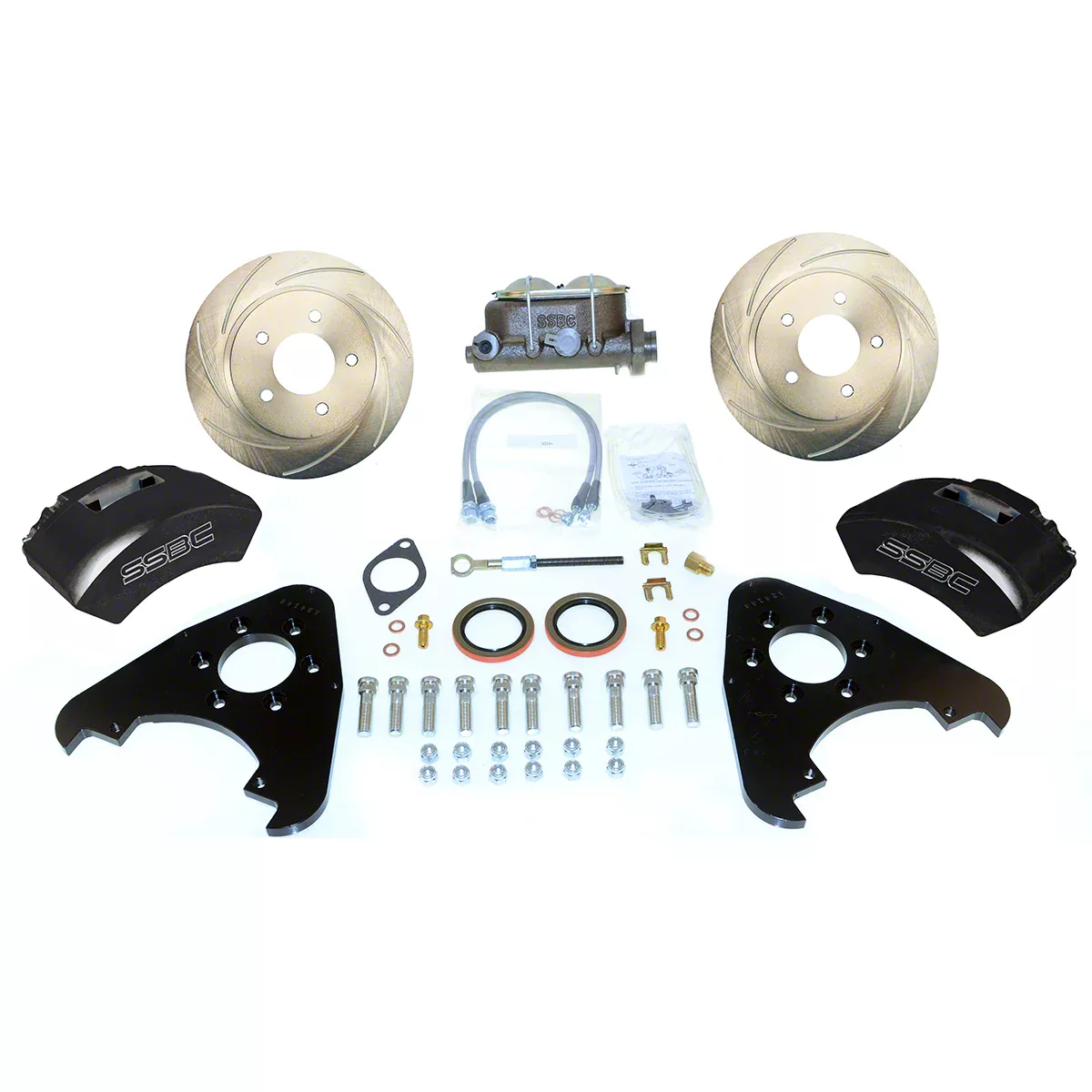 SSBC-USA Jeep Wrangler Super Twin 2-Piston Front Disc Brake Conversion Kit; Black Calipers A135 ...