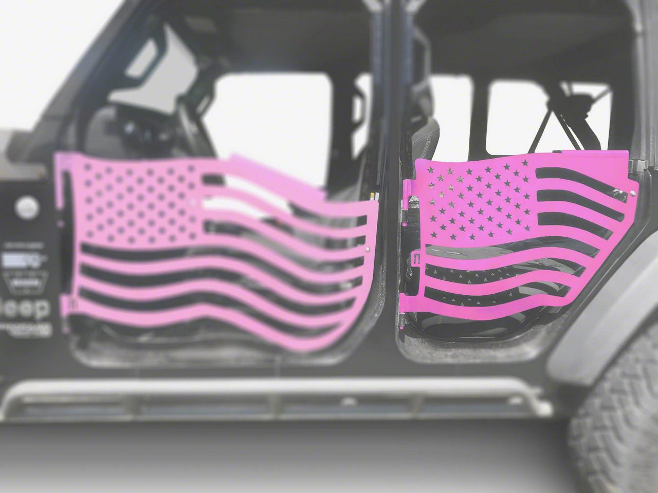 Steinjager Jeep Gladiator Premium American Flag Rear Trail Doors; Pinky ...