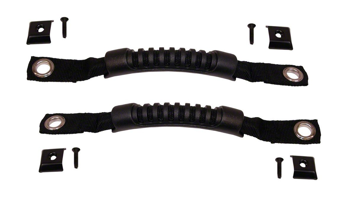 Steinjager Jeep Wrangler Grab Handles; Black Durable Nylon, With a ...