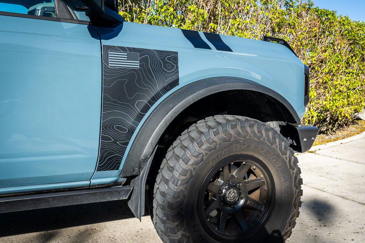StickerFab Bronco Topo Fender Overlays; Matte 21BRONCOFTOPOCLNF-M (21 ...