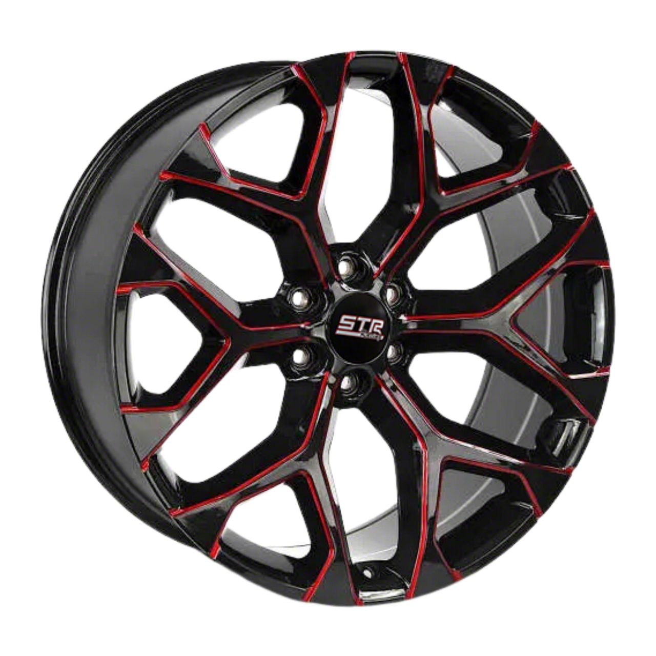 STR Racing Titan STR701 Gloss Black Milled Red 6-Lug Wheel; 22x9; 27mm ...