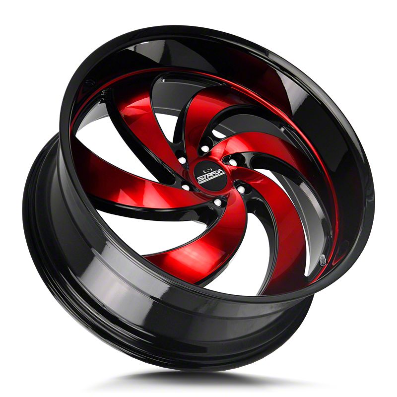 Strada Bronco Retro 6 Gloss Black Candy Red Machined 6-Lug Wheel; 26x10 ...