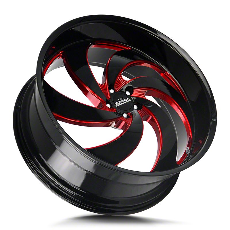 Strada Bronco Retro 6 Gloss Black Candy Red Milled 6-Lug Wheel; 26x10 ...