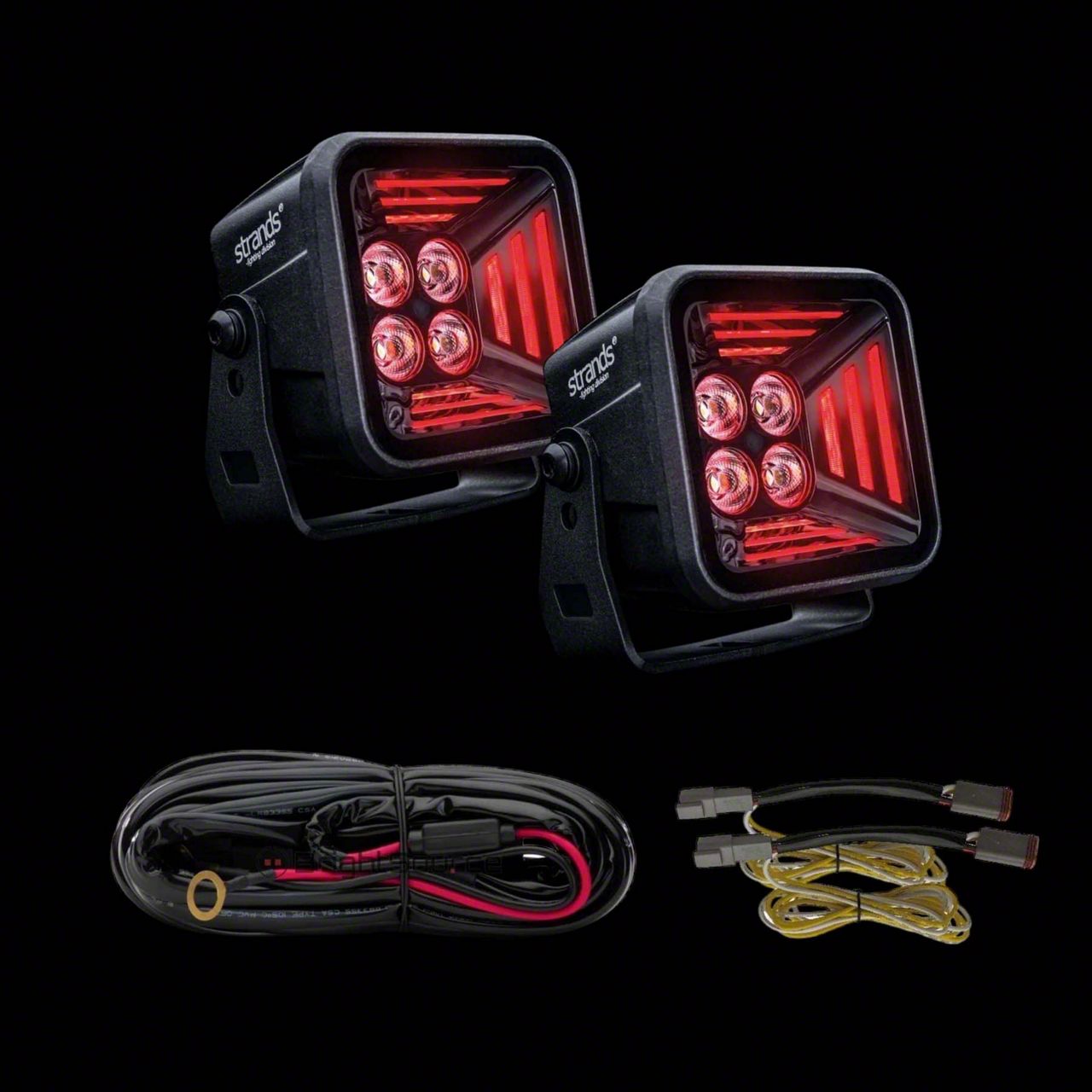 Strands Lighting Jeep Wrangler Dark Knight Fortex LED Lights; Red ...