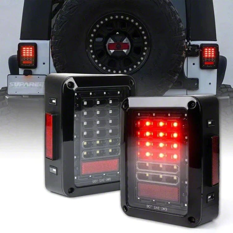 Suparee Jeep Wrangler LED Tail Lights; Black Housing; Clear Lens SP ...