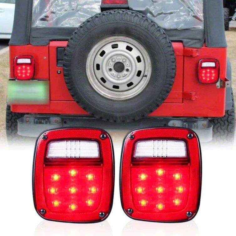 Suparee Jeep Wrangler LED Tail Lights; Black Housing; Red/Clear Lens SP ...