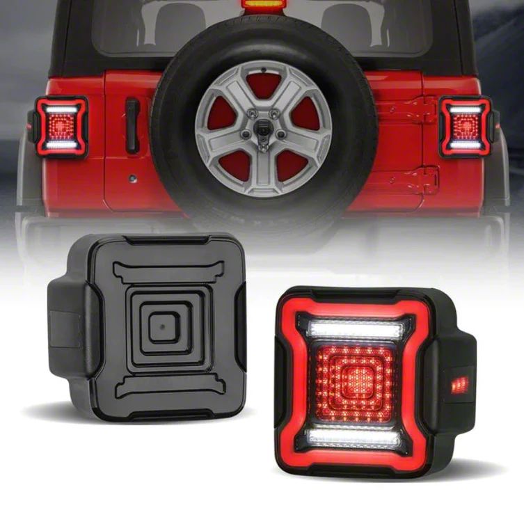 Suparee Jeep Wrangler LED Tail Lights with Dynamic Animation; Black ...