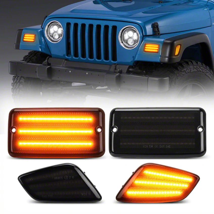 Suparee Jeep Wrangler LED Turn Signal and Marker Lights; Smoked SP ...