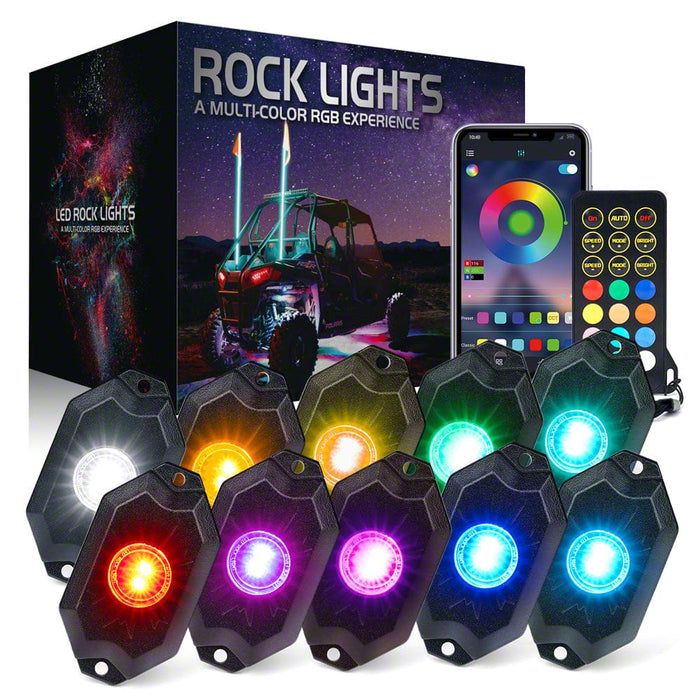 Suparee Jeep Wrangler Trophy Series RGBW Rock Light Kit with Bluetooth ...
